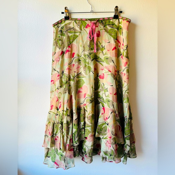 Peruvian Connection | Skirts | Peruvian Connection Silk Ruffle Midi ...